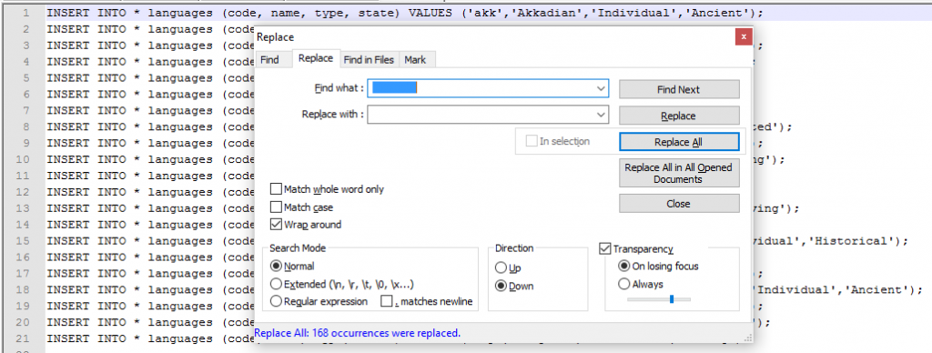 PastedSqlCleaned – David Costello